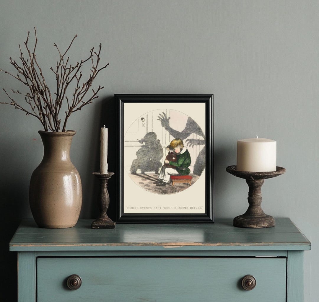 Antique Shadow Book Illustration Vintage Poster Strange Antique Wall ...