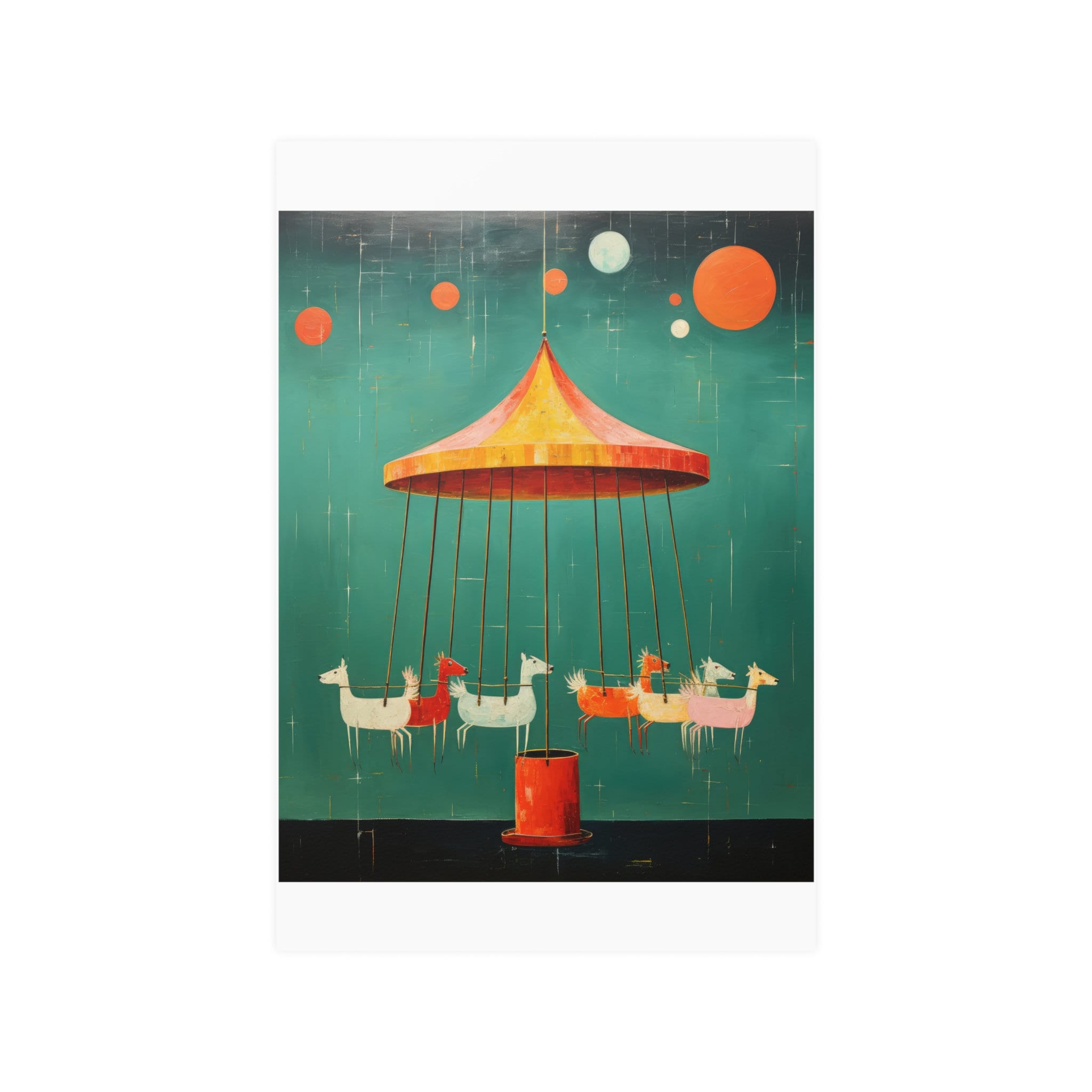 Cute Merry Go Round Primitive Style Poster Wall Art - Etsy