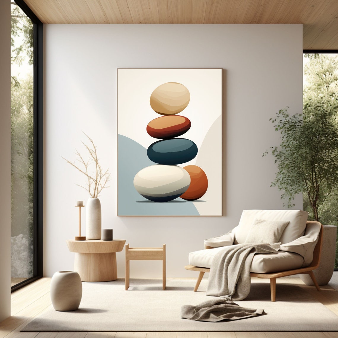 Minimalistic Abstract Rocks Japandi Wall Art Simple Aesthetic Poster - Etsy