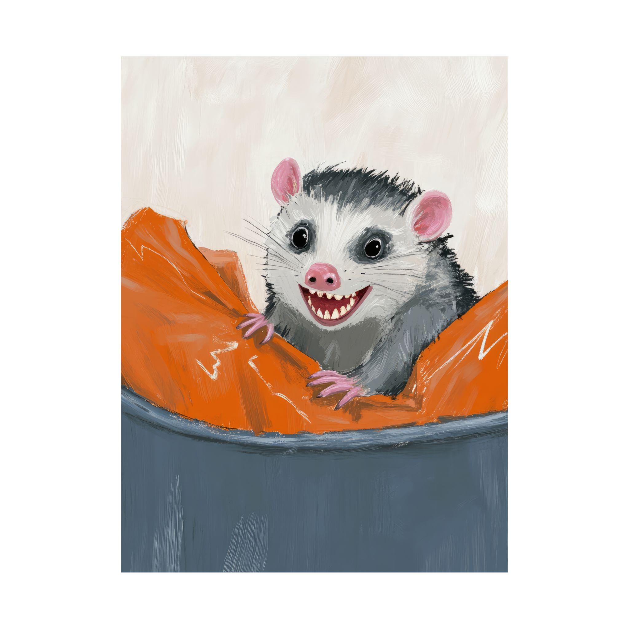 Cute Opossum Wall Art, Opossum Poster, Quirky Home Decor, Opossum Print ...