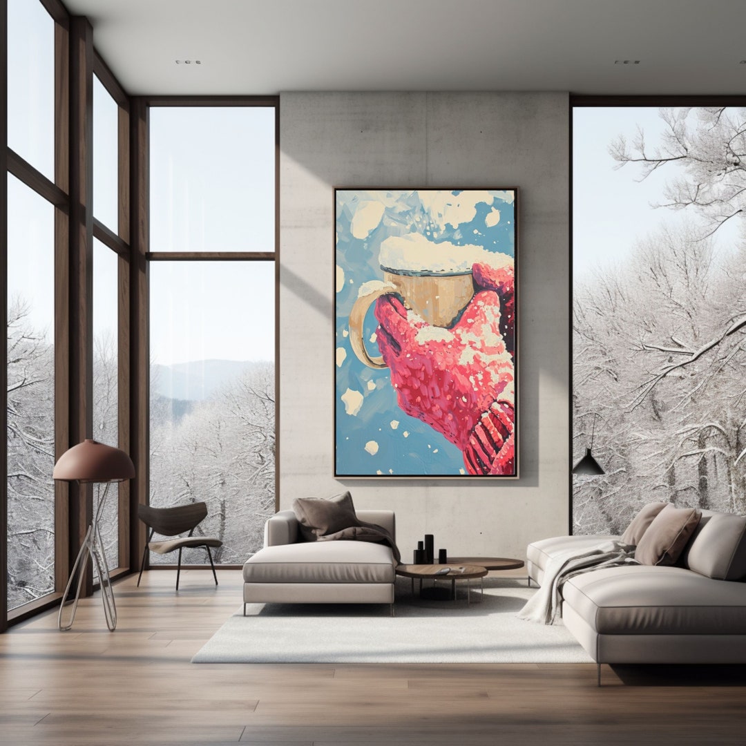 Winter Wall Art Snowy Day Poster Hot Cocoa Mittens Wall Art Hot Cocoa Art Poster - Etsy