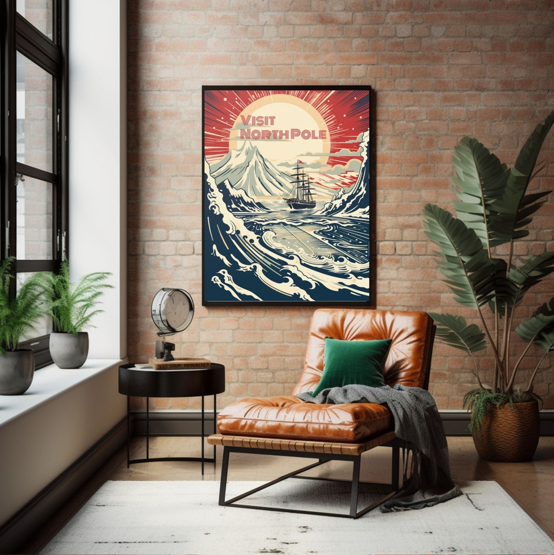 Visit North Pole Wall Art Retro North Pole Travel Poster - Etsy