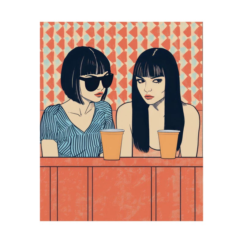 A Scene at the Bar Wall Art Girls Gossiping Poster Drinking Print Best ...