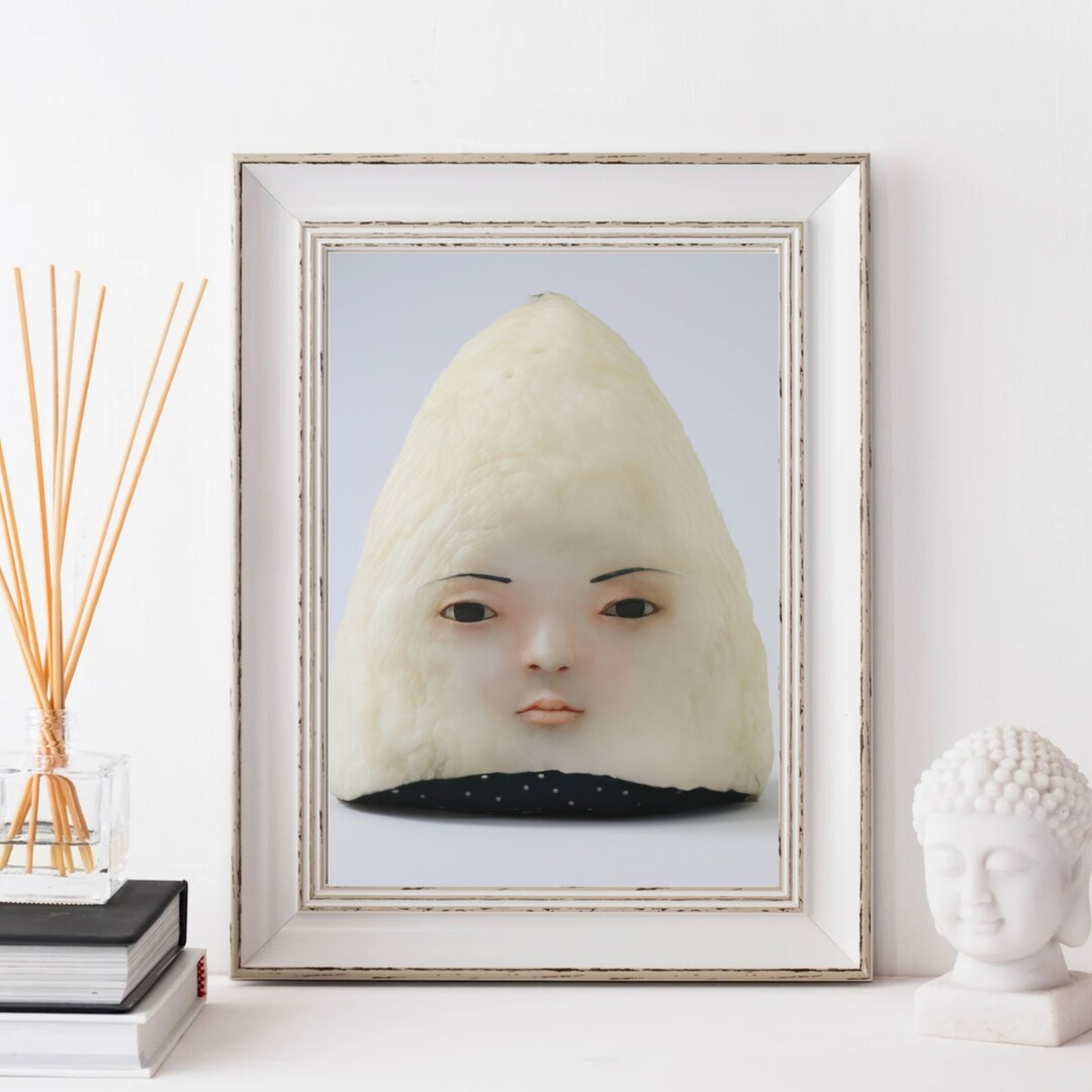 Onigiri Wall Art Strange Onigiri Face Wall Art Poster Japanese Food ...