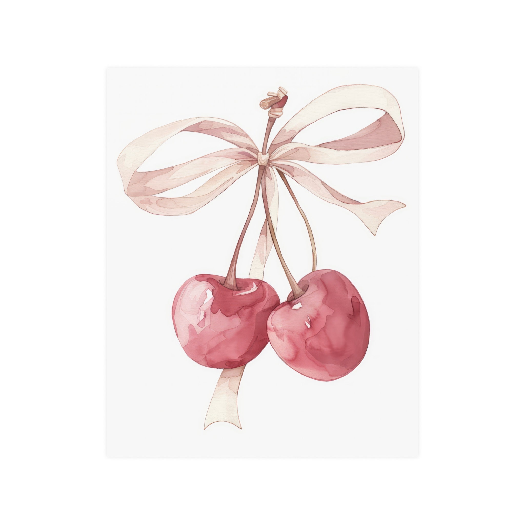 Coquette Wall Art, Pink Cherry Wall Art Print, Cherries Wall Art ...