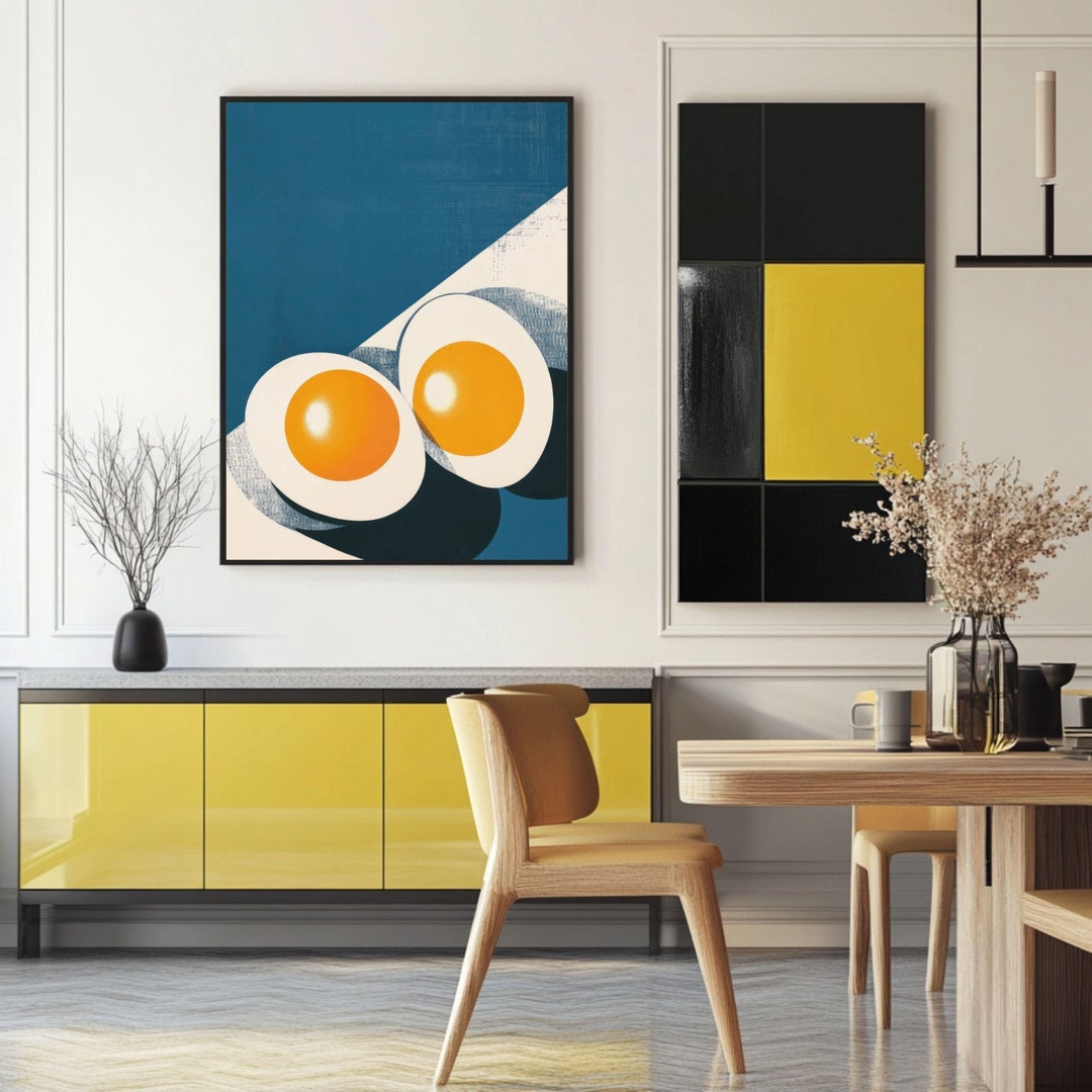 Eggs Wall Art, Retro Egg Poster, Eggs Print, Retro Kitchen Decor ...