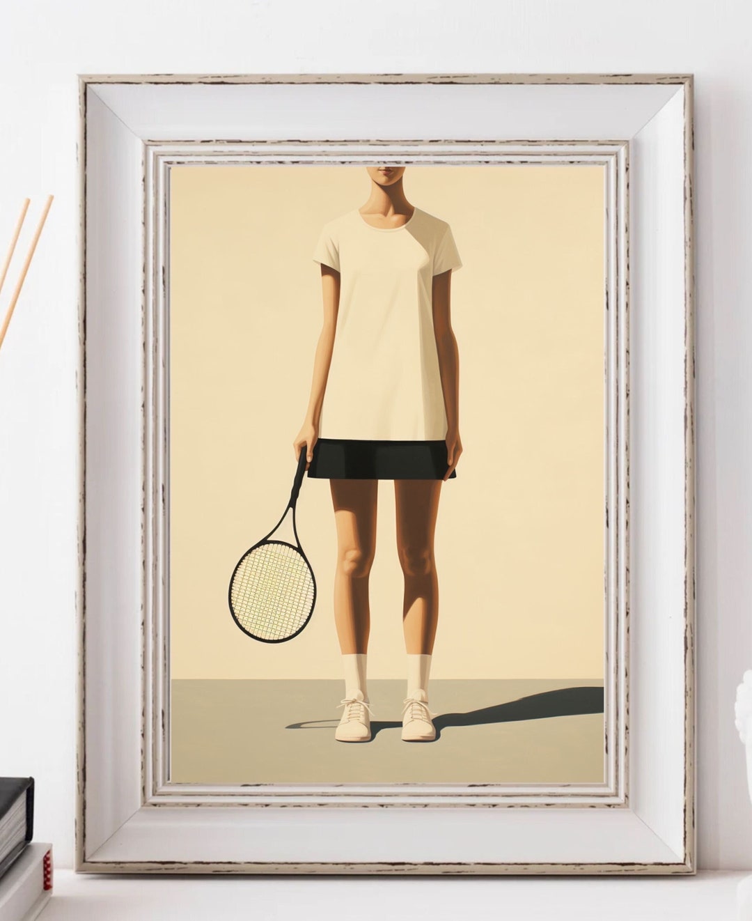 Tennis Retro Art Tennis Minimal Illustration Girl With Tennis Racket ...