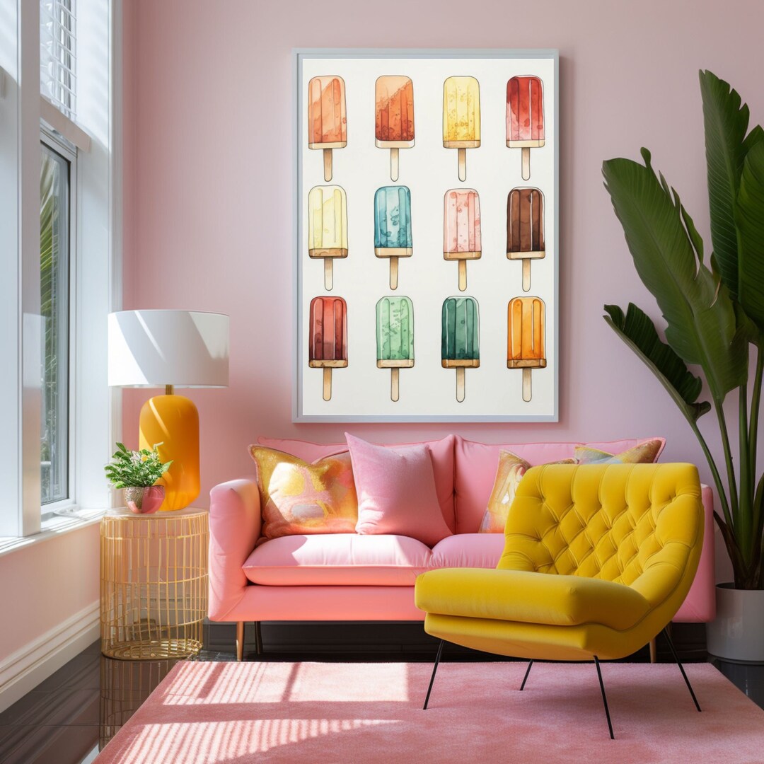 Pop Art Retro Style Wall Art Popsicles Poster, Dorm Room, Preppy Art - Etsy