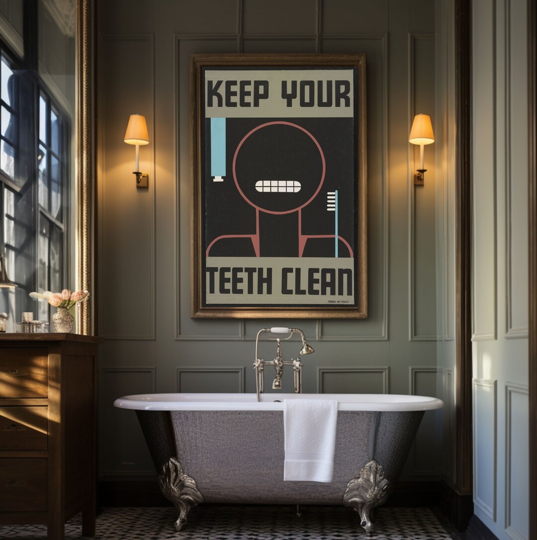 Retro Teeth Poster, Keep Your Teeth Clean Poster, Vintage Clean Teeth ...