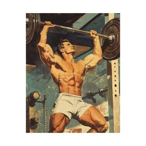 Vintage Fitness Poster, Retro Heavy Lifting Wall Art, Gym Decor for ...