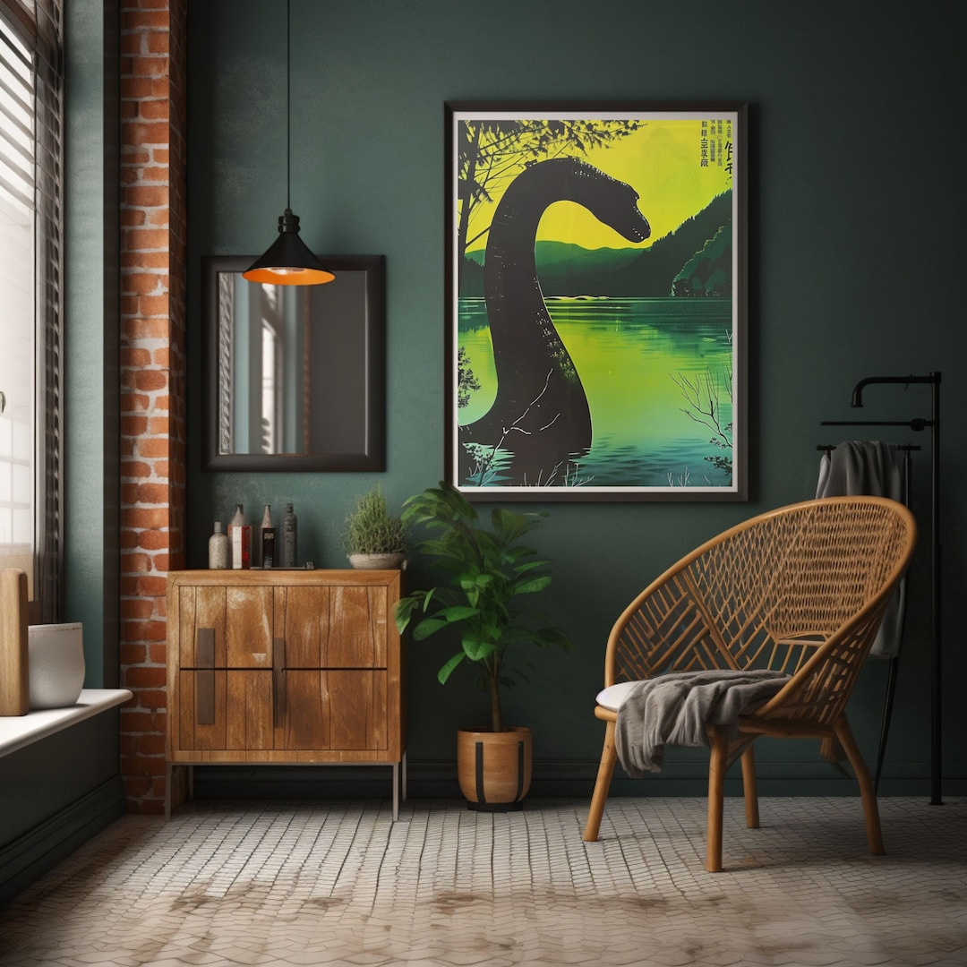 Vintage Loch Ness Monster Poster Japan Wall Art Vintage Japan Poster Loch Ness Print Nessie Wall ...