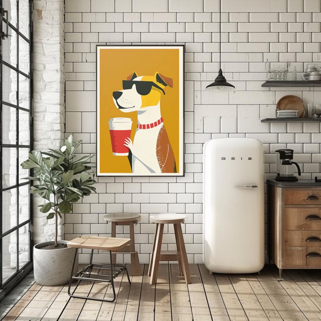 Coffee Dog Wall Art Coffee Wall Art Coffee Poster Dog With Coffee Print ...