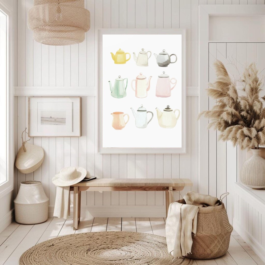Teapots Wall Art Tea Pots Poster Kitchen Wall Art Kitchen Decor Tea ...