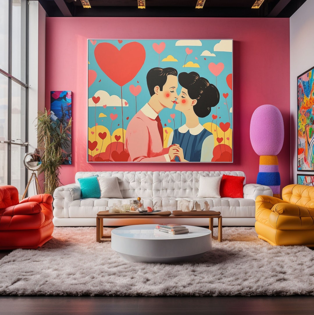 Retro Valentines Day Poster Love Wall Art Valentines Wall Art ...