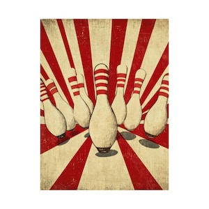 Vintage Bowling Decor Retro Bowling Wall Art Game Room Decor Bowling