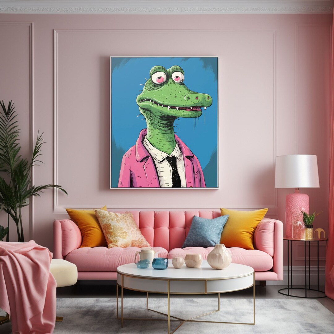 Cute Alligator Wall Art Print Alligator Poster, Pink and Green Wall Art ...