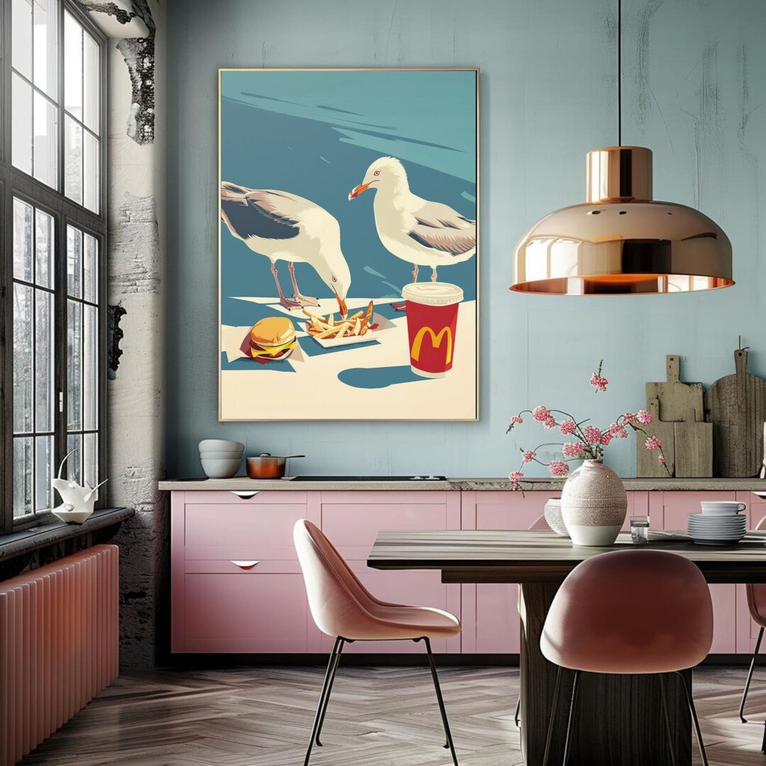 Seagulls Wall Art Fast Food Wall Art Seagull Print Beach Poster Bird ...