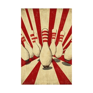 Vintage Bowling Decor, Retro Bowling Wall Art, Game Room Decor, Bowling ...