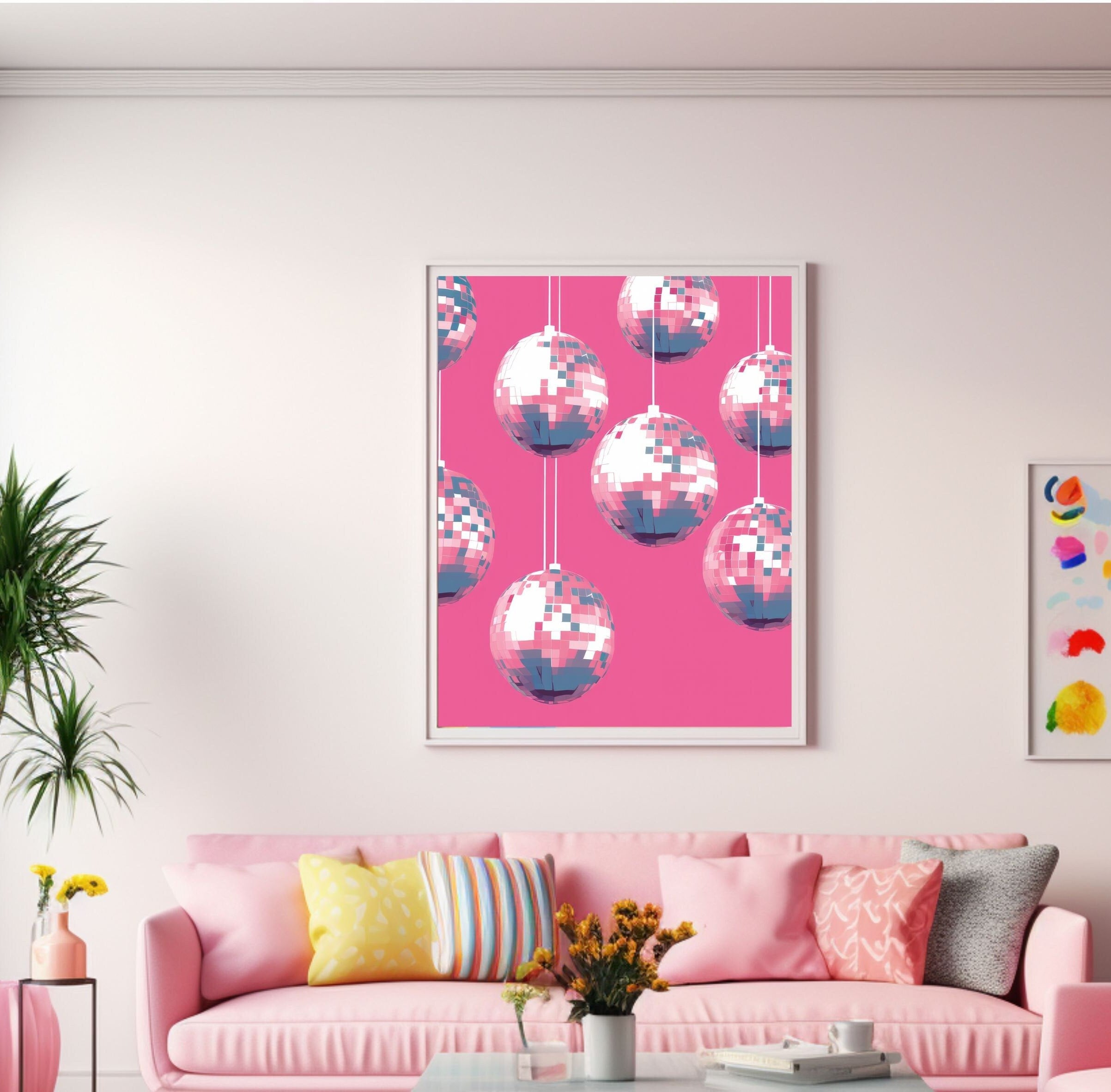 Digital Printable Disco Ball Poster Groovy Wall Art Girly Dorm Room ...