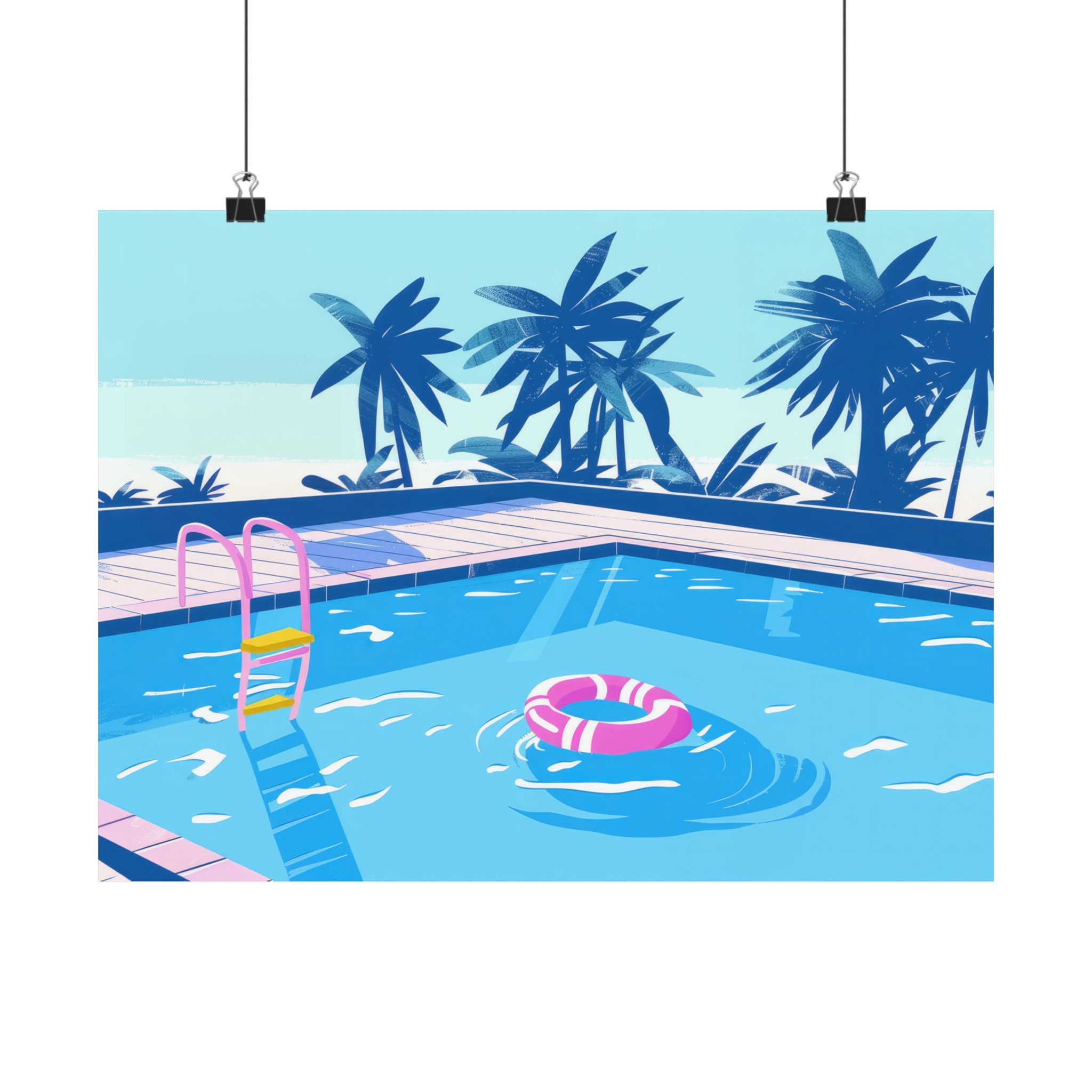 Swimming Pool Horizontal Poster Cute Summer Wall Art Swimming Pool Wall ...