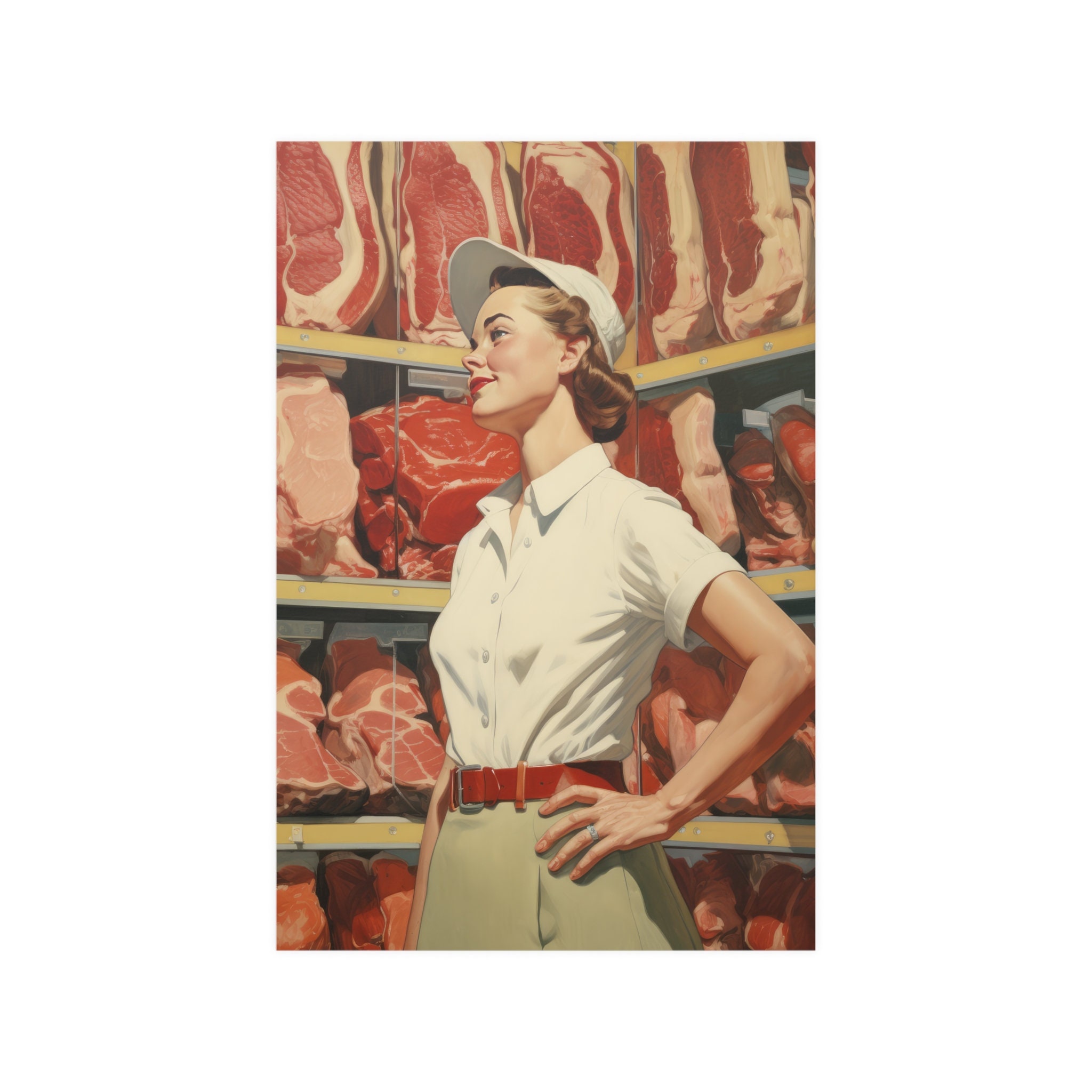 Butcher Girl Meat Locker Lady Wall Art Retro Poster - Etsy