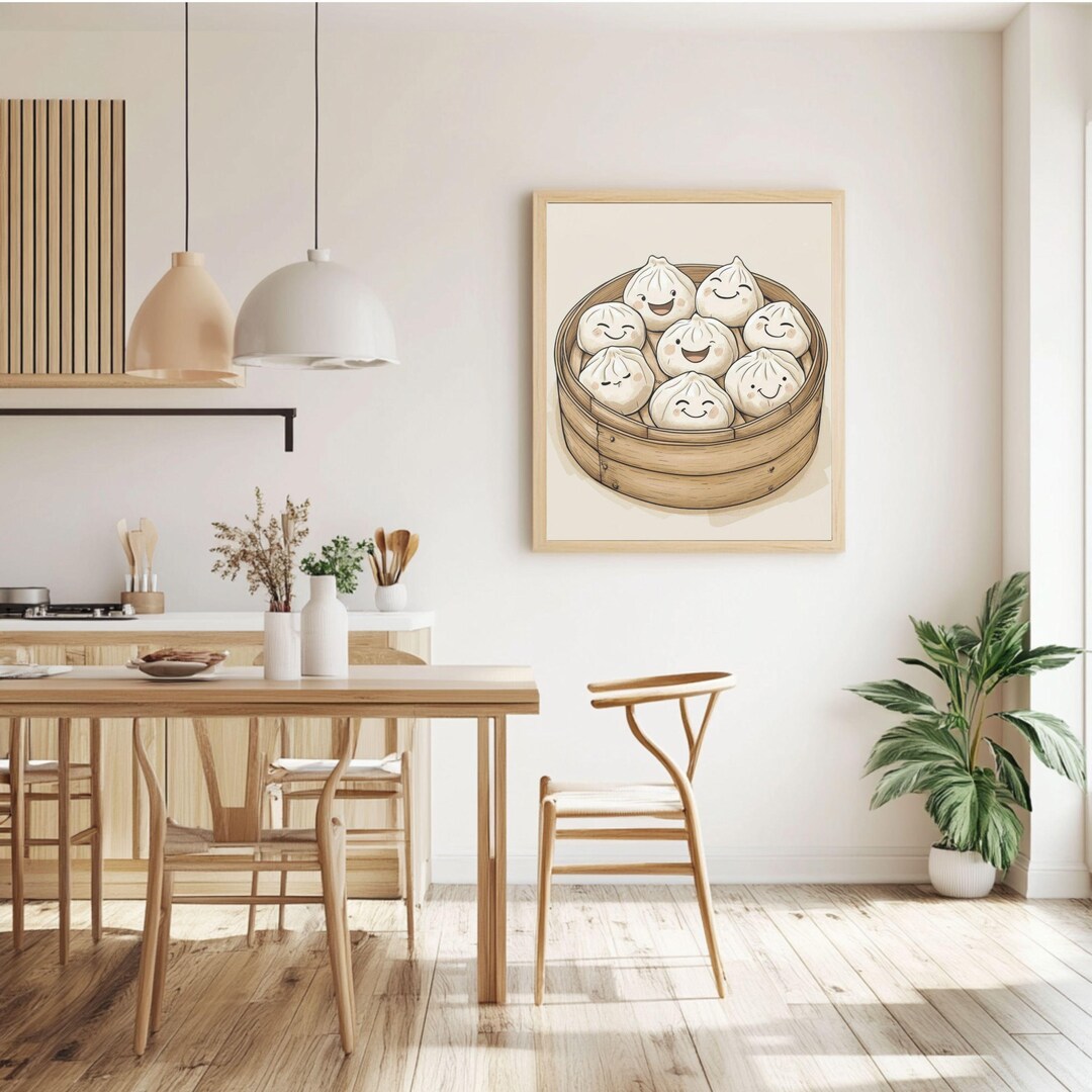 Cute Dumplings Wall Art Dumplings Kitchen Poster Steamed Dumplings ...