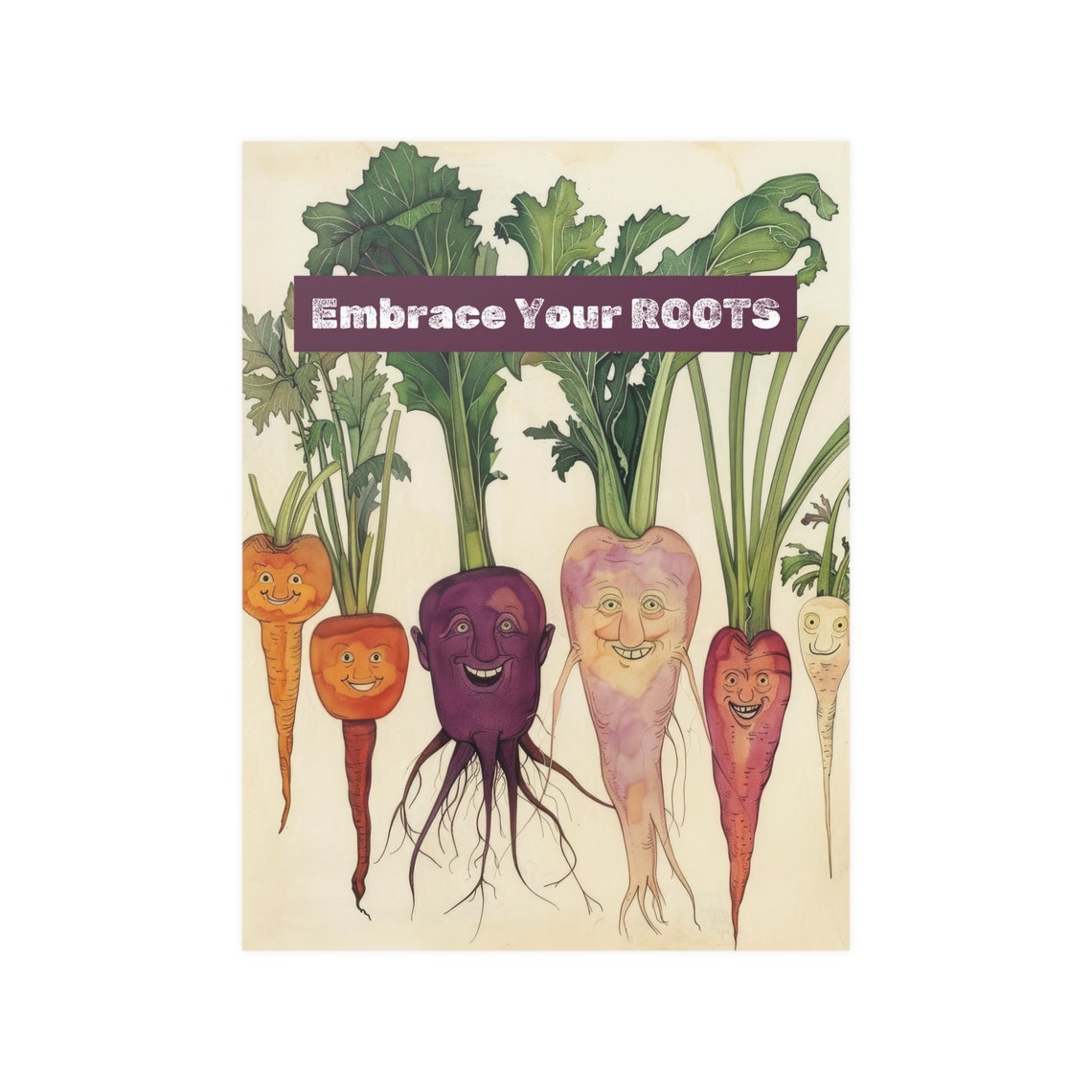 Embrace Your Roots Wall Art Funny Root Vegetables Wall Art Kitchen ...