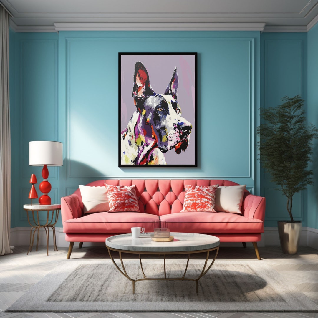 Great Dane Wall Art Great Dane Painting Dog Wall Art Dog Poster Great ...
