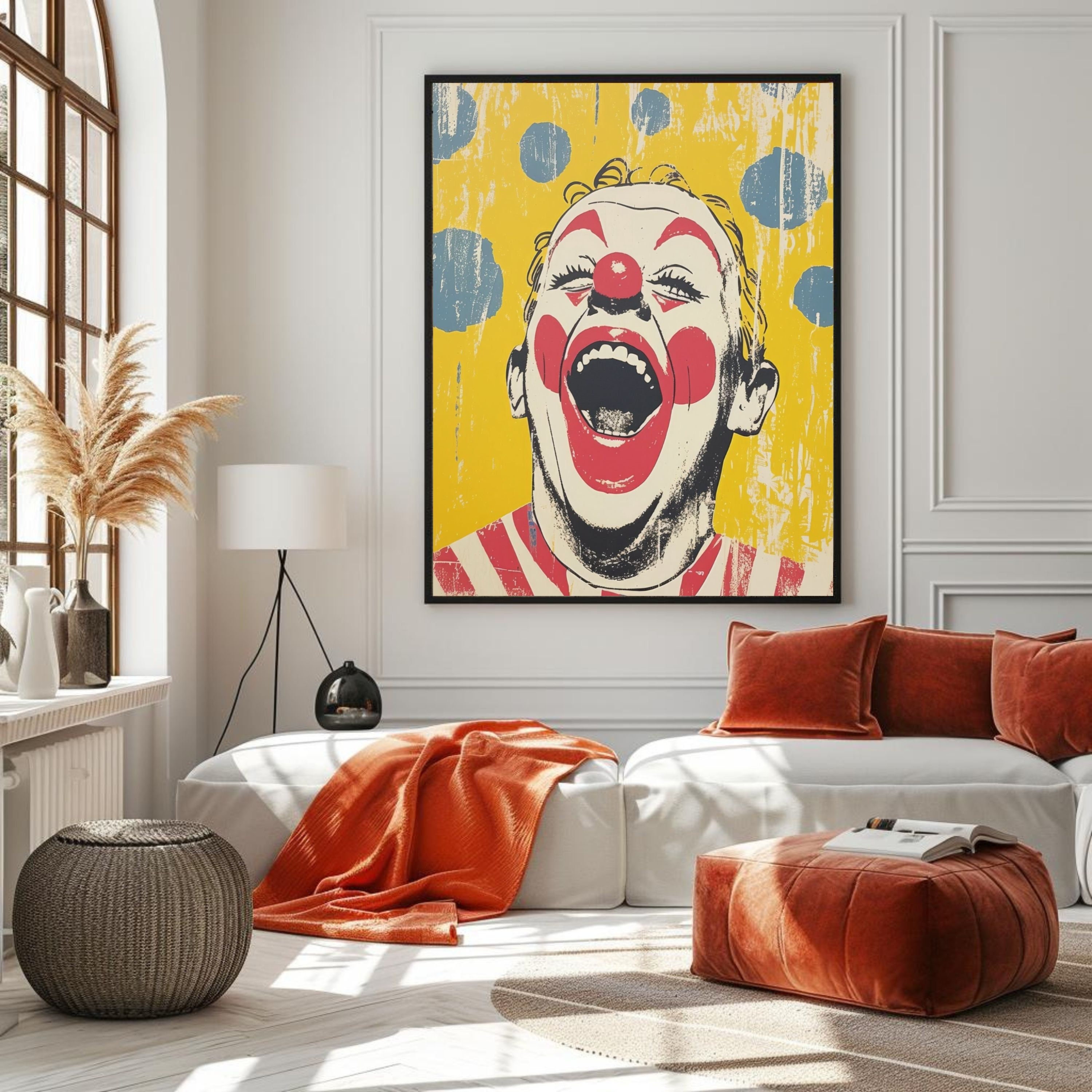 Retro Clown Poster Vintage Screen Print Wall Art Clown Wall Art ...
