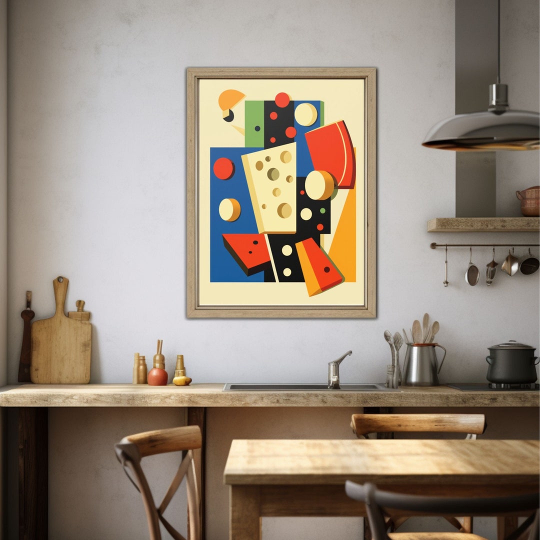 Retro Style Cheese Poster, Bauhaus Cheese Wall Art - Etsy