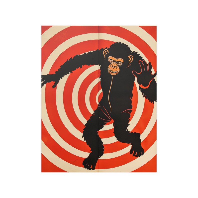70ies Wall Art Monkey Poster Seventies Aestethic Vintage Monkey Wall ...