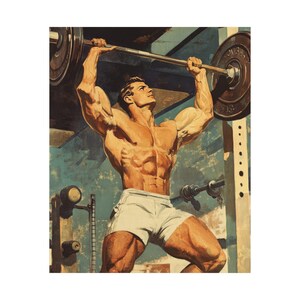 Vintage Fitness Poster, Retro Heavy Lifting Wall Art, Gym Decor for ...