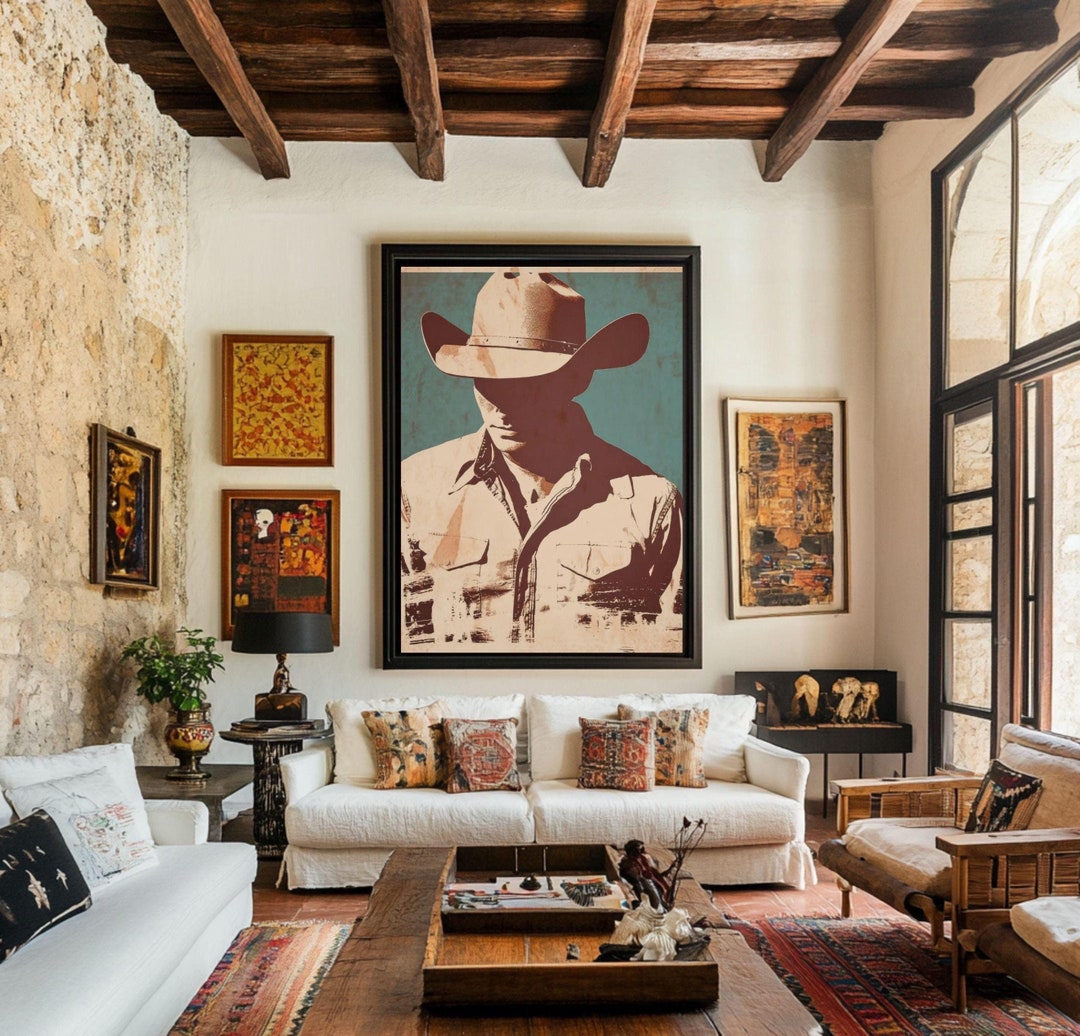 Vintage Cowboy Wall Art, Retro Western Art Print, Gift for Country ...