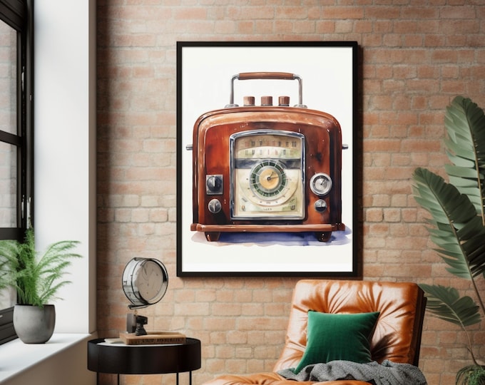 Vintage Radio Art, Retro Radio Poster, Nostalgic Radio Wall Decor, 70s ...