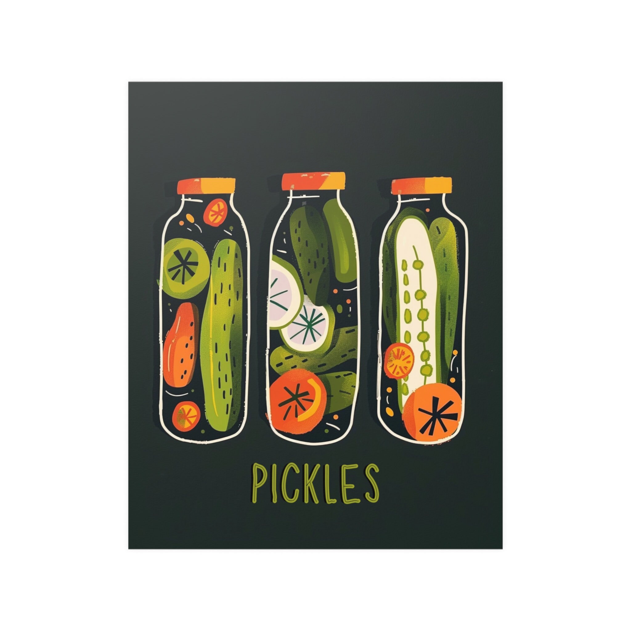 Pickles Wall Art Cute Kitchen Poster Pickles Print Pickle Poster ...