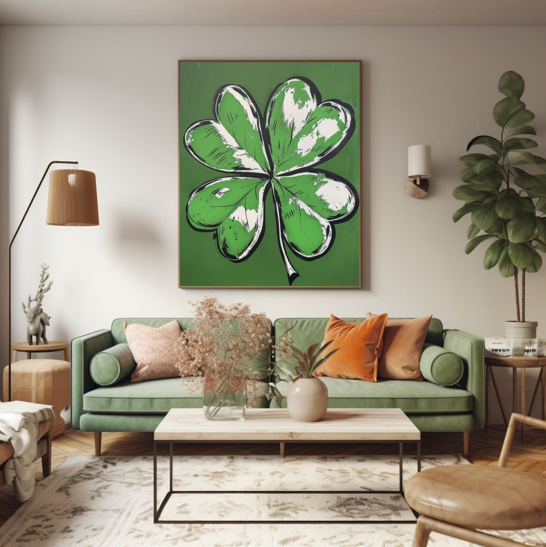 Four Leaf Clover Wall Art St Patricks Day Gift Irish Decor Green Wall ...