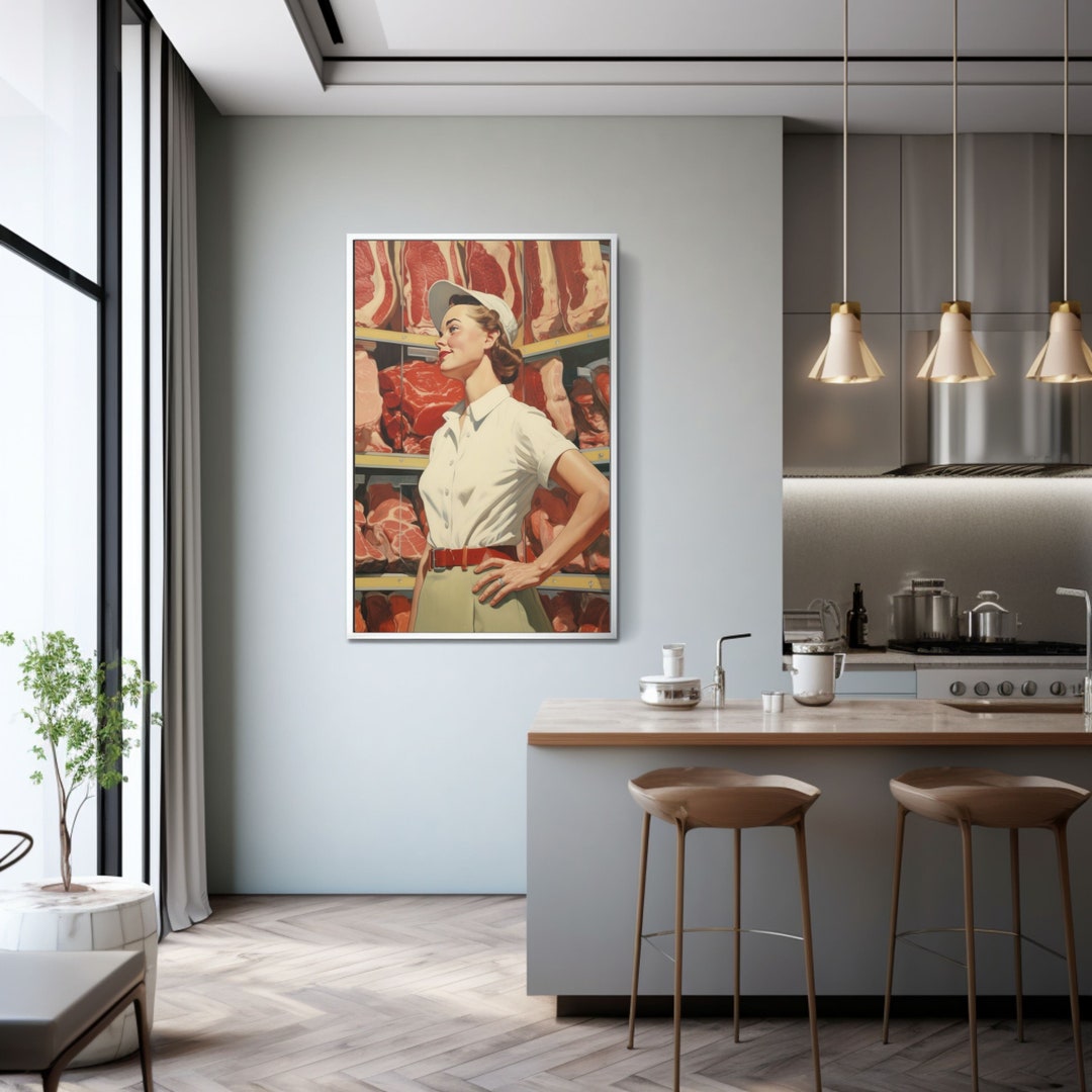 Butcher Girl Meat Locker Lady Wall Art Retro Poster - Etsy