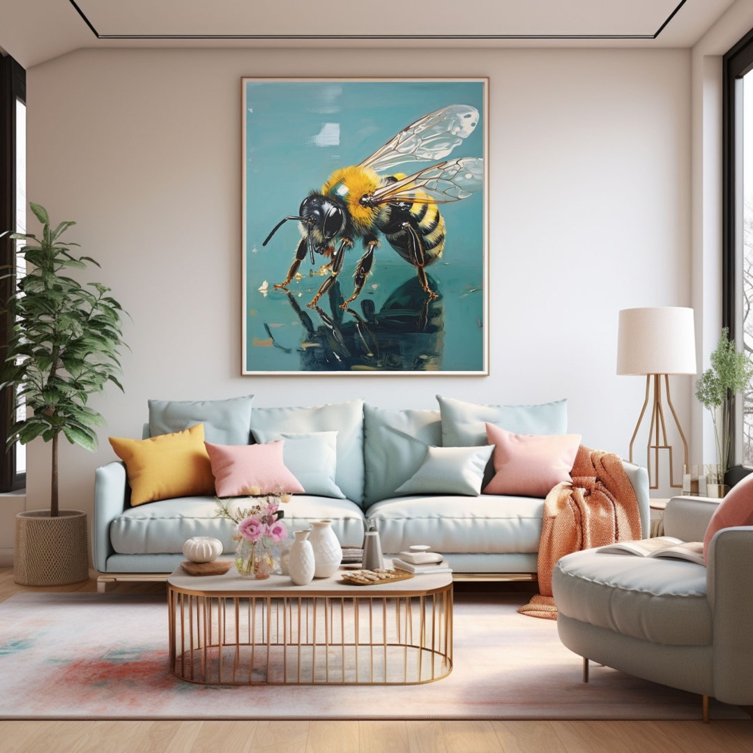 Bee Wall Art Cute Bee Teal Poster - Etsy