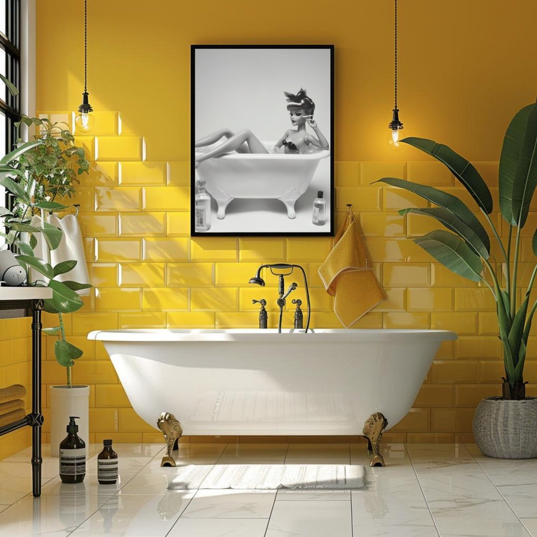 Barbie Doll Wall Art Barbie Wall Art Bathroom Poster Bathtub Print ...