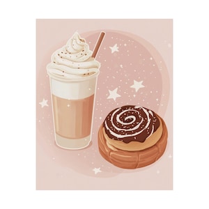 Coffee Wall Art, Cinnamon Bun Wall Art, Cafe Poster, Cozy Kitchen Wall ...