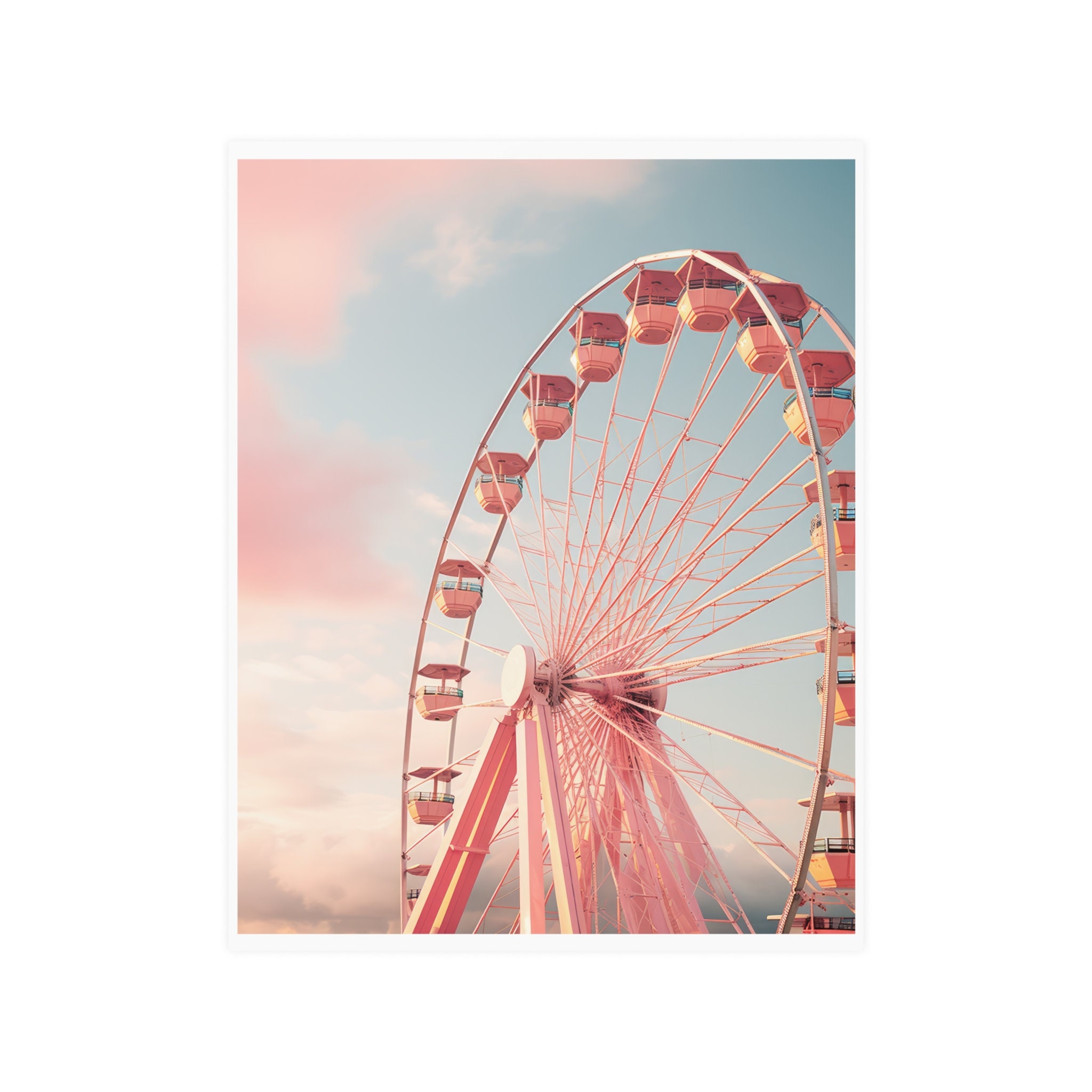 Pink Ferris Wheel Wall Art Dorm Room Poster Light Pink Art - Etsy