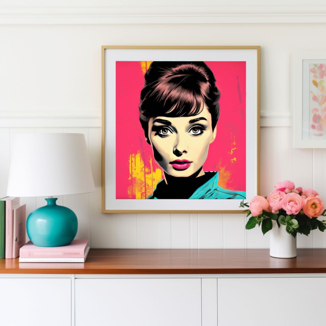 Audrey Hepburn Poster Pop Art, Hot Pink, Preppy Art, Mauve Pink Audrey ...