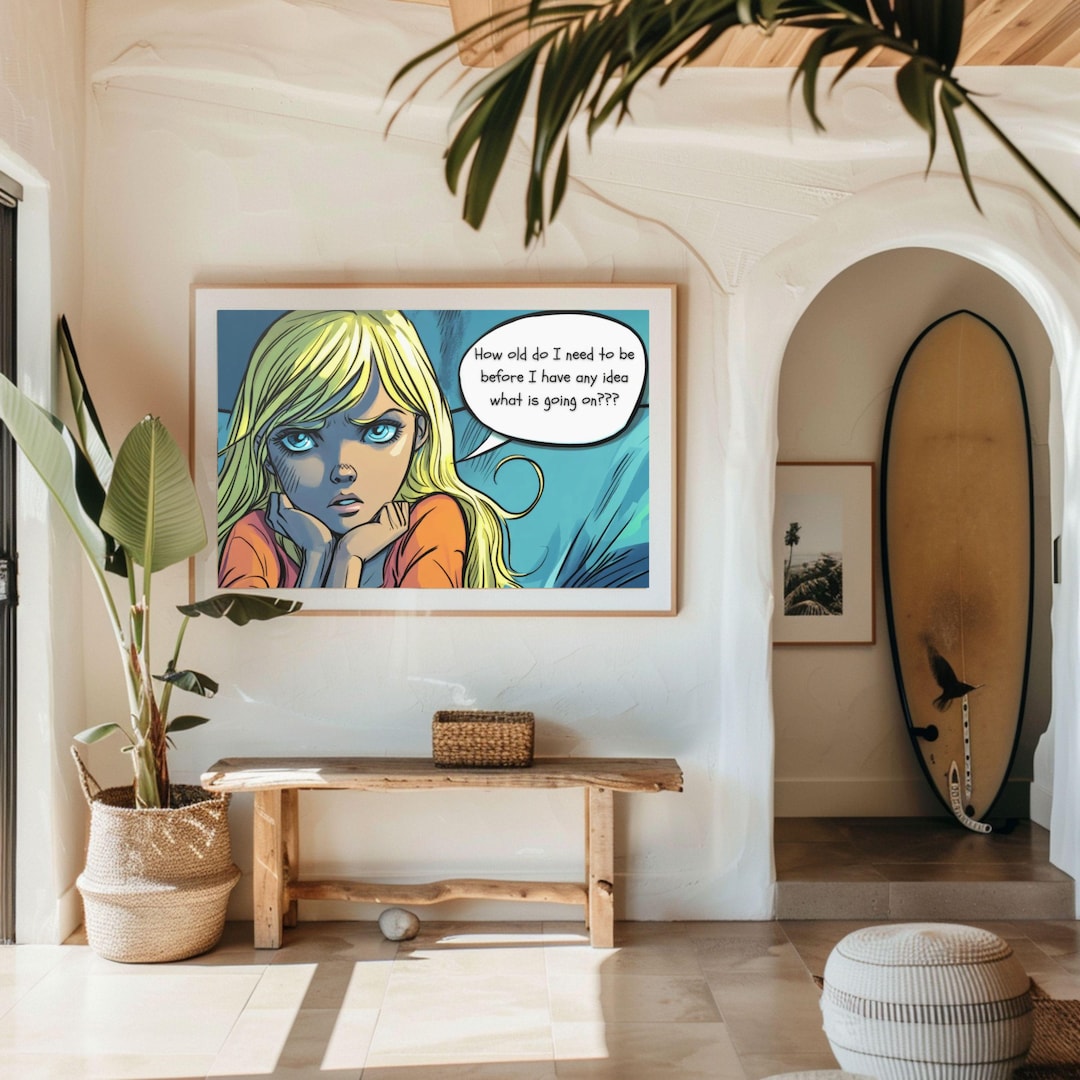 Comic Wall Art Frustrated Girl Poster Dorm Room Poster Girl Wall Art ...
