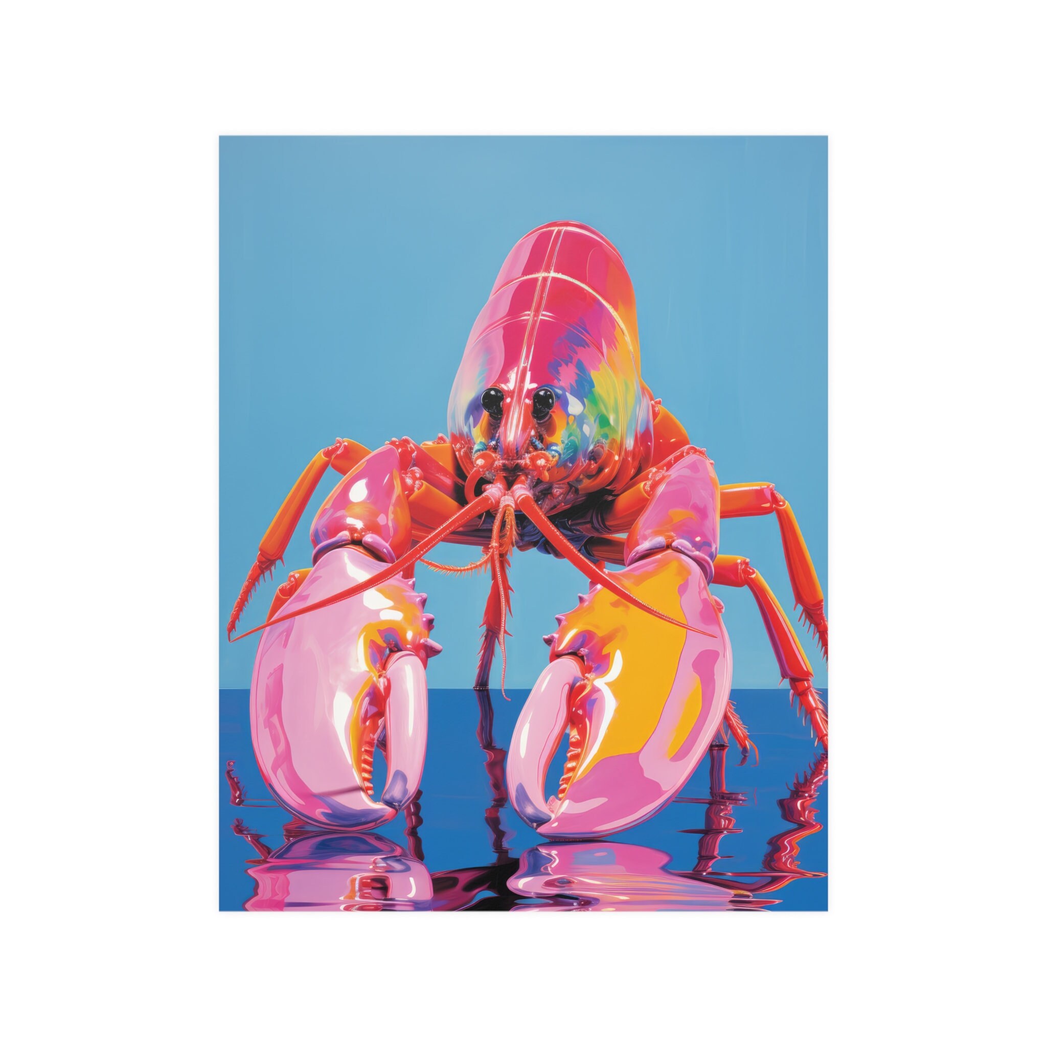 Pink Lobster Wall Art Lobster Poster Rainbow Colors Art - Etsy