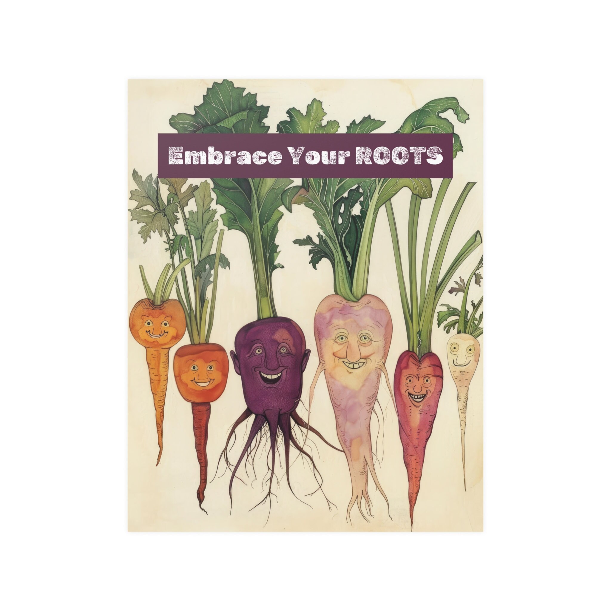 Embrace Your Roots Wall Art Funny Root Vegetables Wall Art Kitchen ...