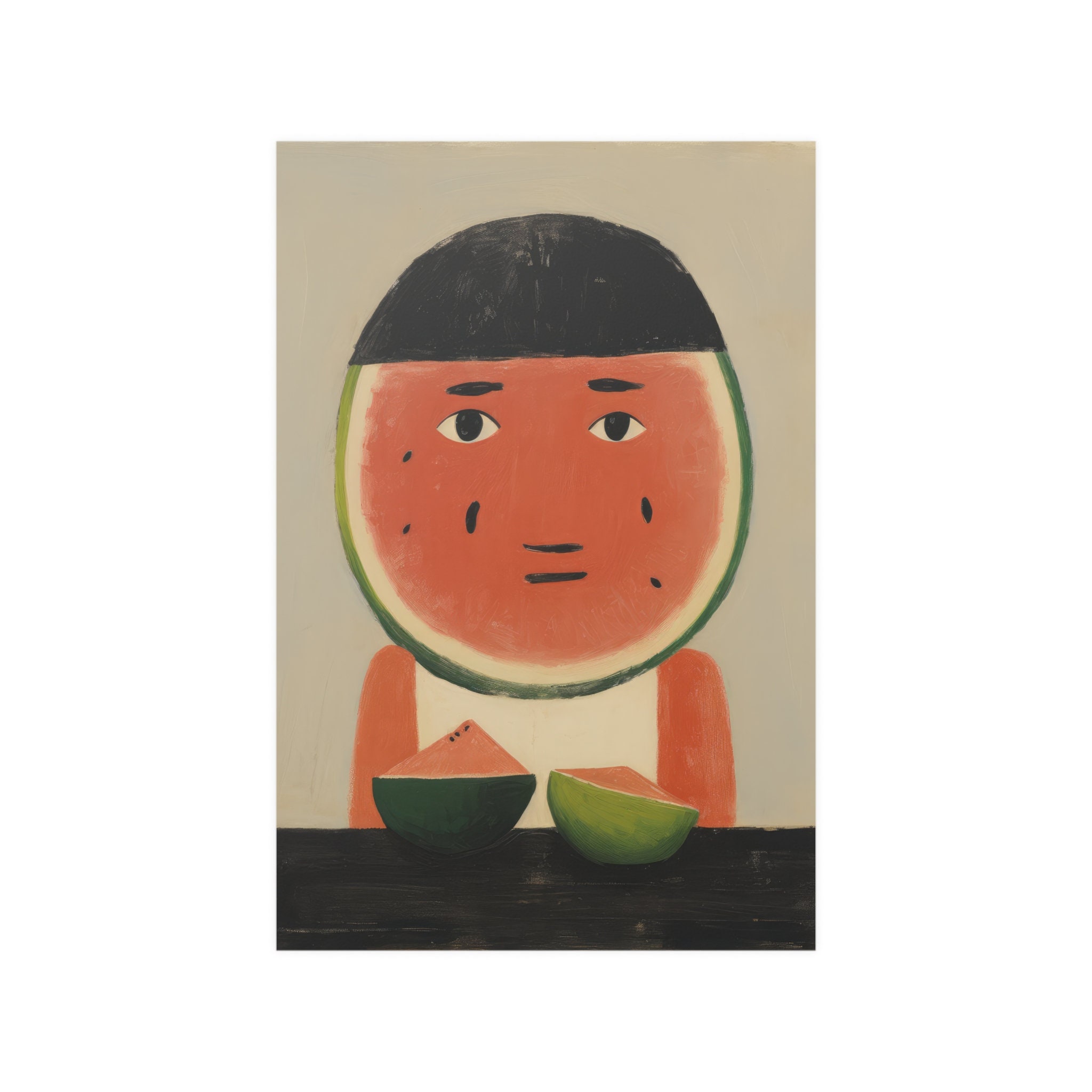 Watermelon Guy Oil Painting Print Poster Funny Watermelon Wall Art - Etsy