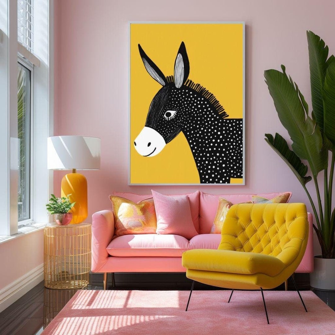 Whimsical Donkey Wall Art, Donkey Poster, Cute Donkey Print - Etsy