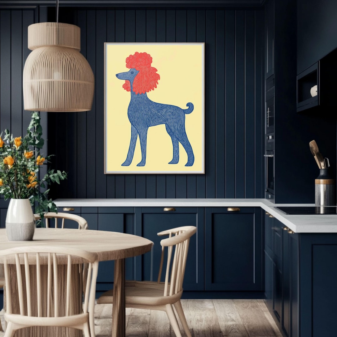 Blue Poodle Wall Art Cute Dog Poster Poodle Print Cute Wall Art ...
