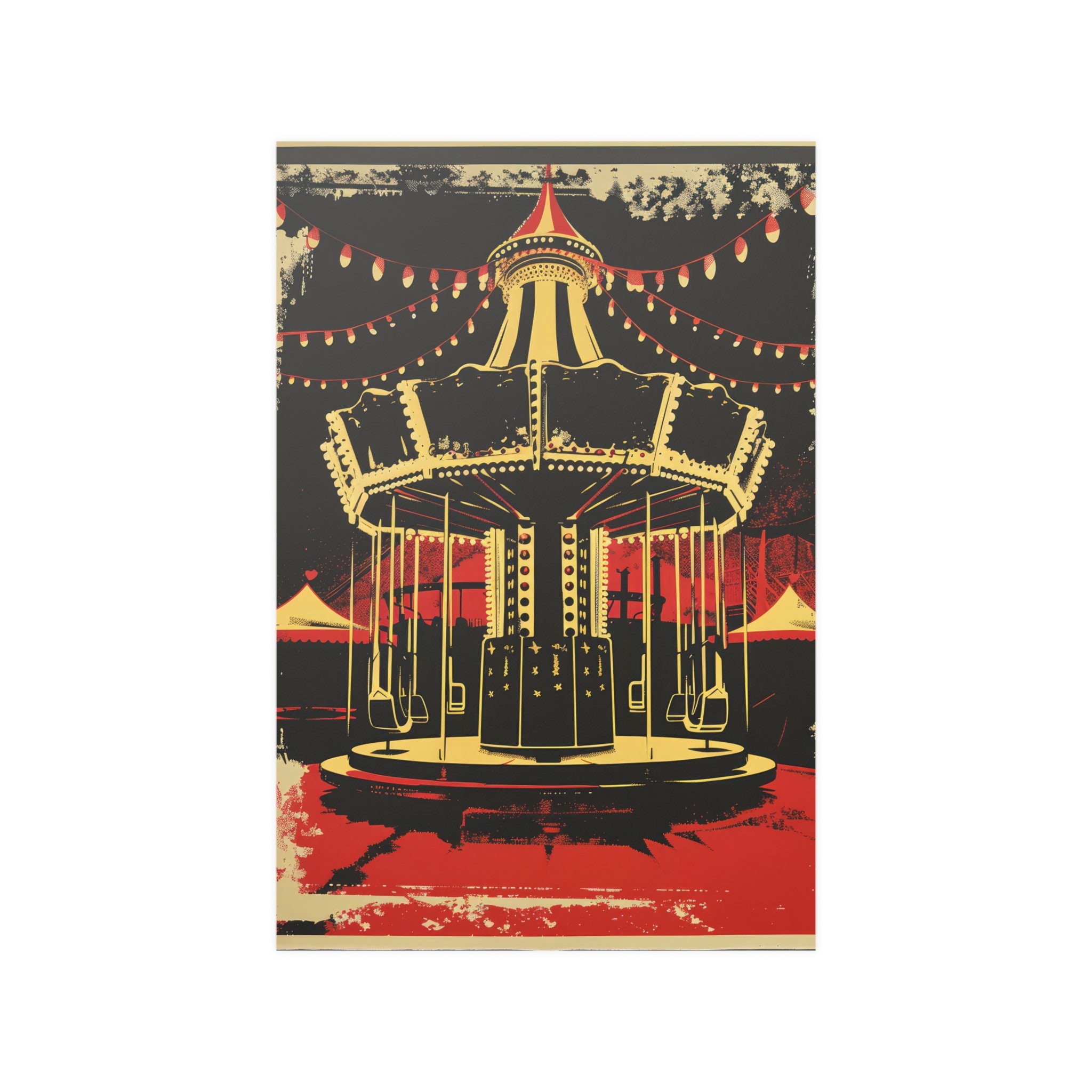 Retro Carnival Wall Art Carousel Print Vintage Carnival Illustration - Etsy