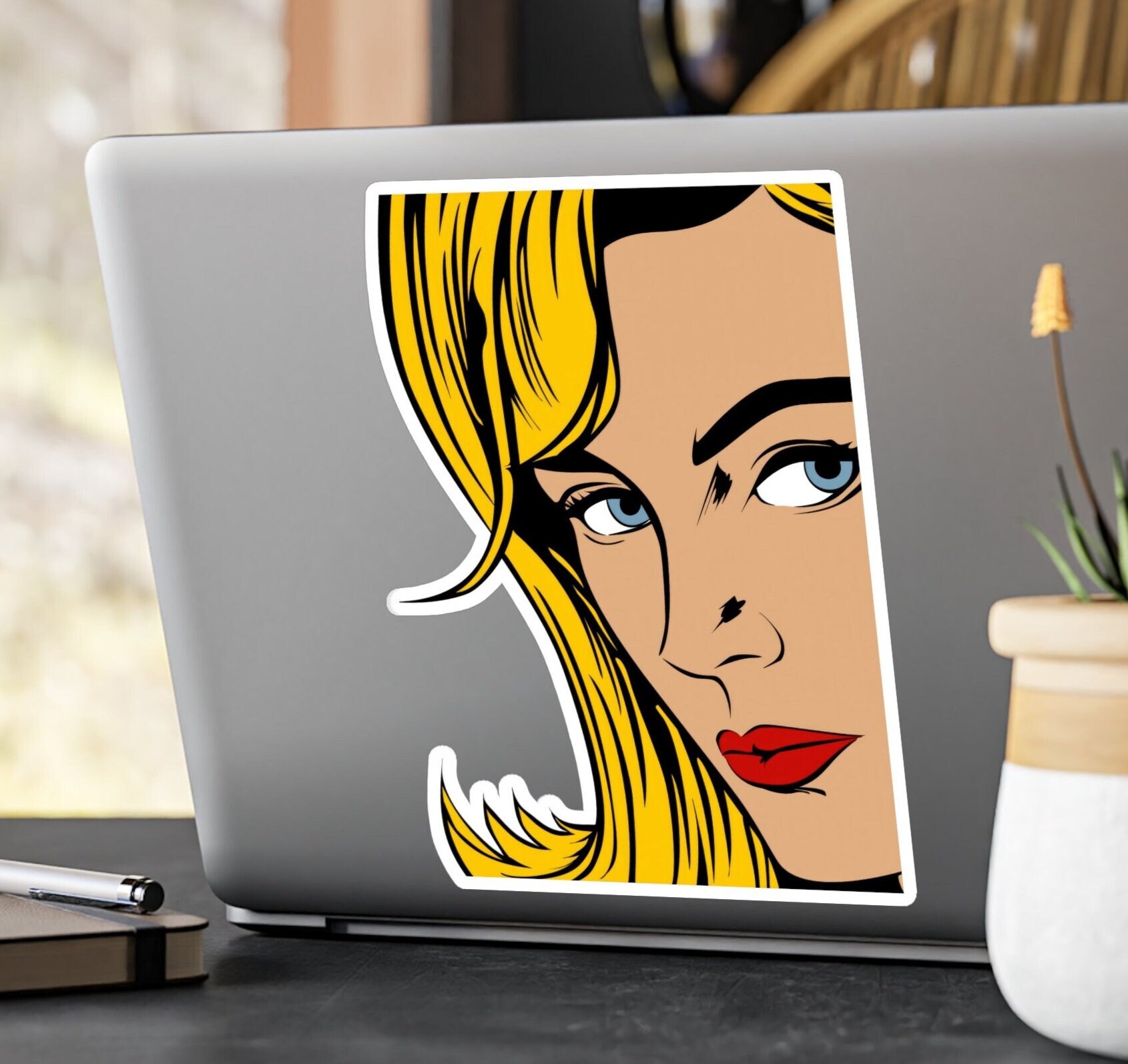 Retro Blonde Girl Vinyl Decal Vintage Style Sticker Decal Pop Art ...